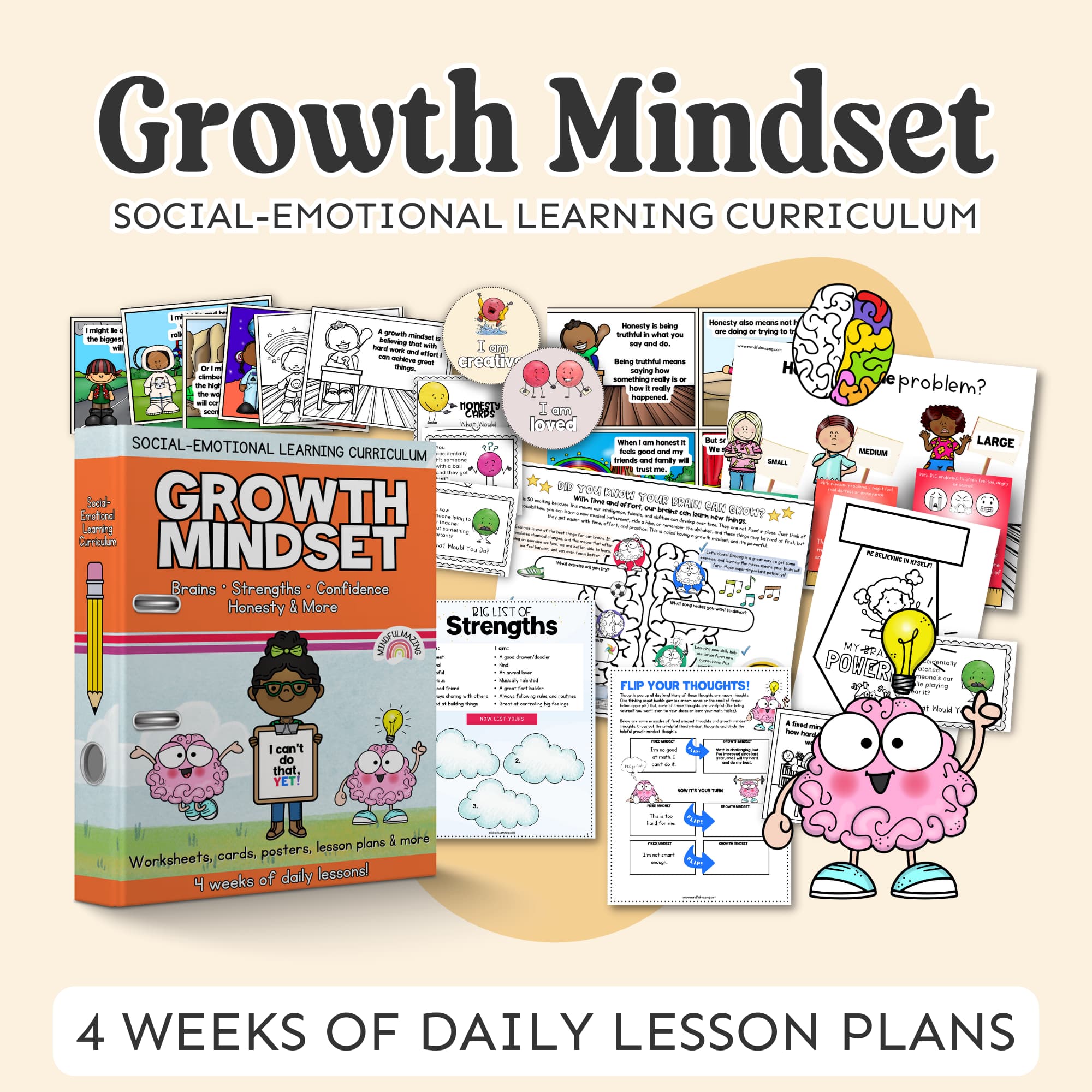 Growth Mindset Social Emotional Learning Unit (ages 3 - 8)