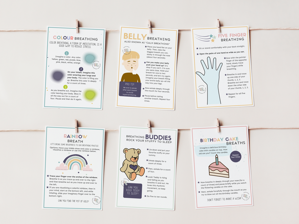 Breathing Card Set for Kids (PDF) Ages 4 to 10