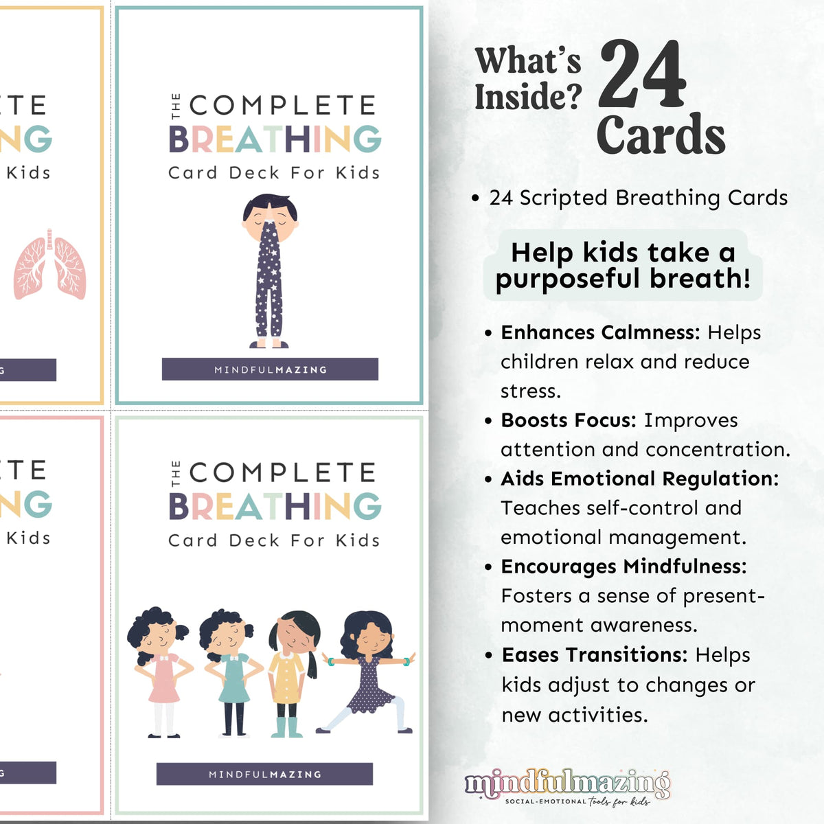 Breathing Card Set for Kids (PDF) Ages 4 to 10