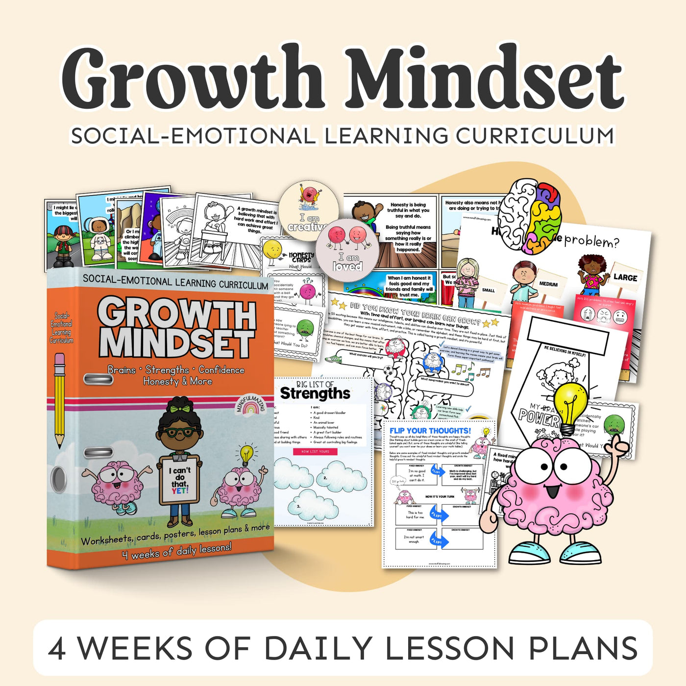 Growth Mindset Social Emotional Learning Unit (ages 3 - 8)