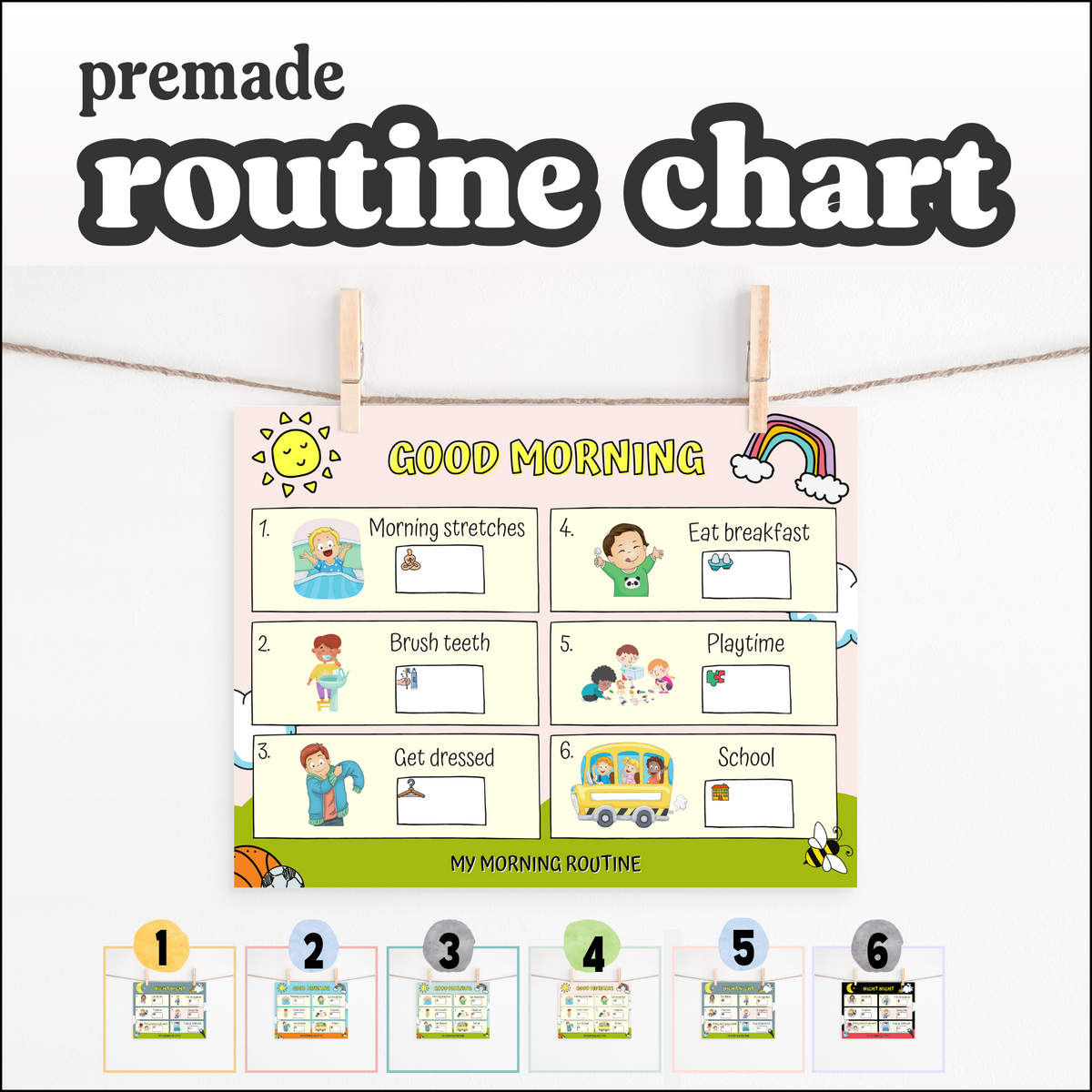 Premade Routine Charts for Kids PDF (Ages 2 to 10)