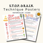 STOP & RAIN Technique Posters (Watercolor)