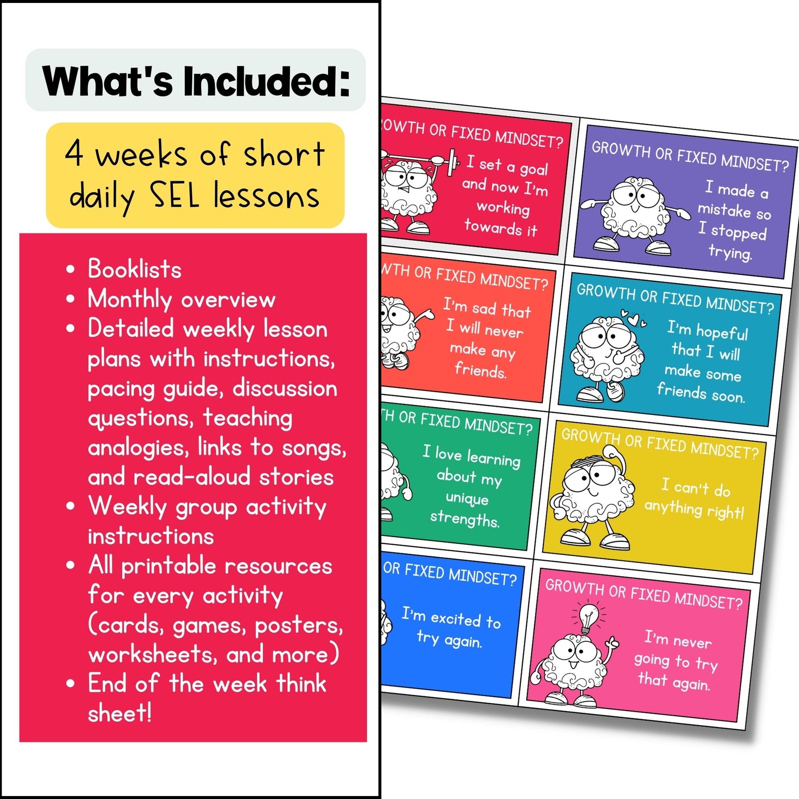 Growth Mindset Social Emotional Learning Unit (ages 3 - 8)
