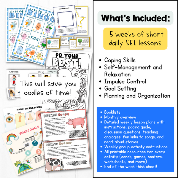 Self-Management Social-Emotional Learning Unit (ages 3 - 8)