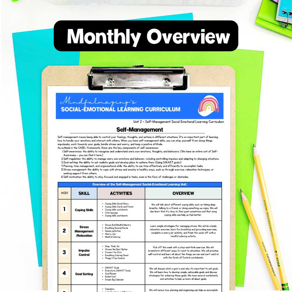 Self-Management Social-Emotional Learning Unit (ages 3 - 8)